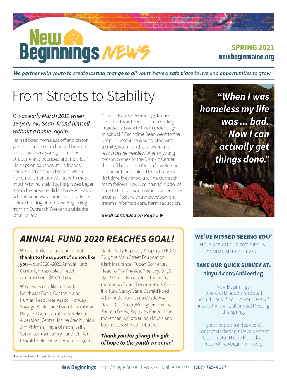 Spring 2021 New Beginnings News! | New Beginnings