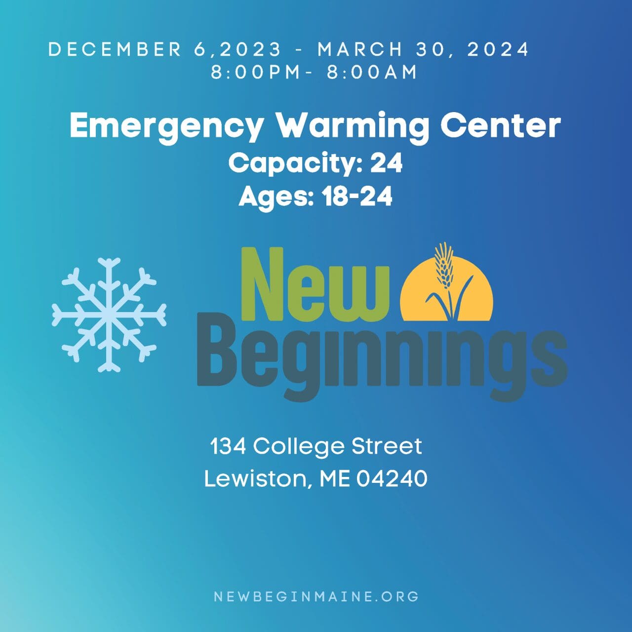 Emergency Warming Center | New Beginnings